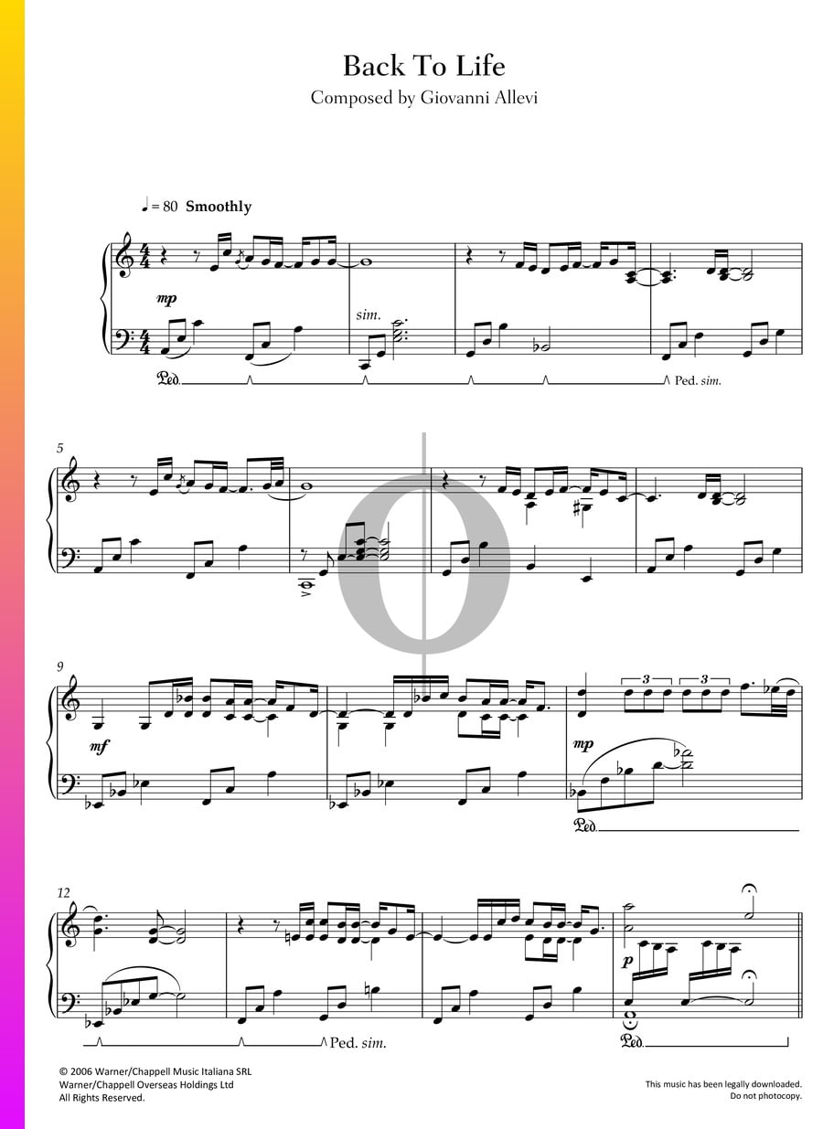 Back To Life (Giovanni Allevi) Piano Sheet Music - OKTAV
