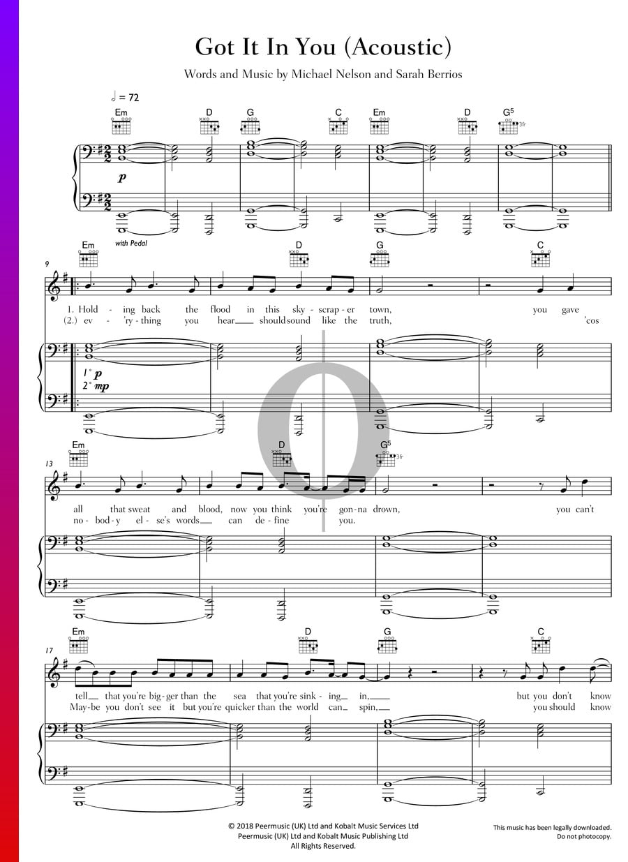 Got It In You (Banners) Piano Sheet Music - OKTAV