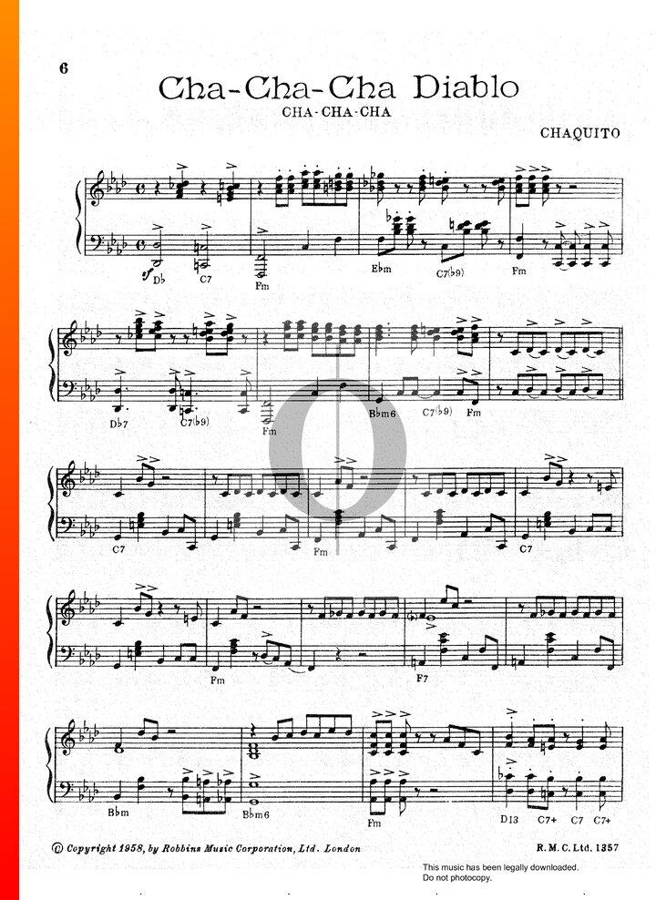 Cha-Cha-Cha Diablo » Chaquito - Partituras de piano - OKTAV