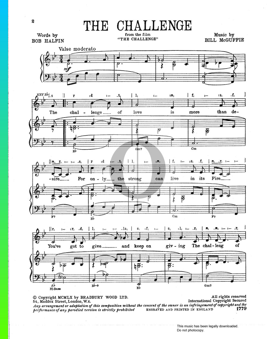 The Challenge Piano Sheet Music from by Bill McGuffie - OKTAV