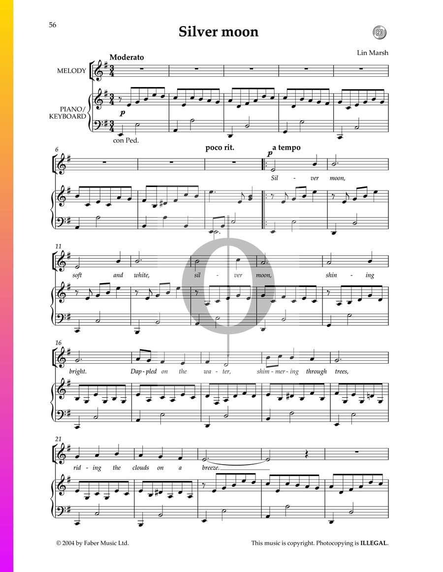 Silver Moon (Lin Marsh) Piano Sheet Music - OKTAV