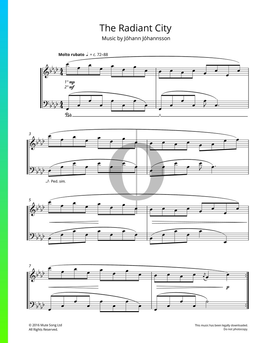 The Radiant City Piano Sheet Music from by Jóhann Jóhannsson - OKTAV