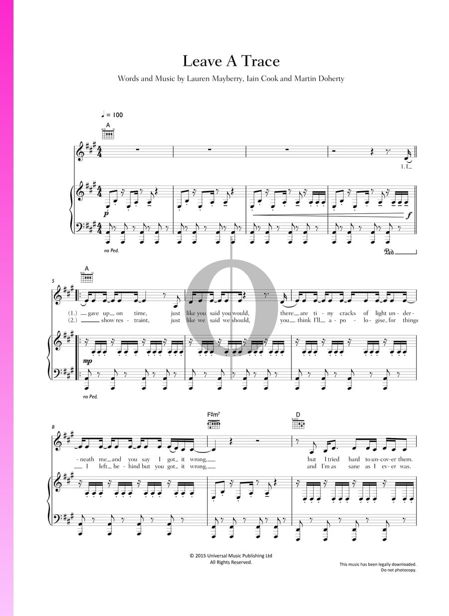 Leave A Trace (Chvrches) Piano Sheet Music - OKTAV