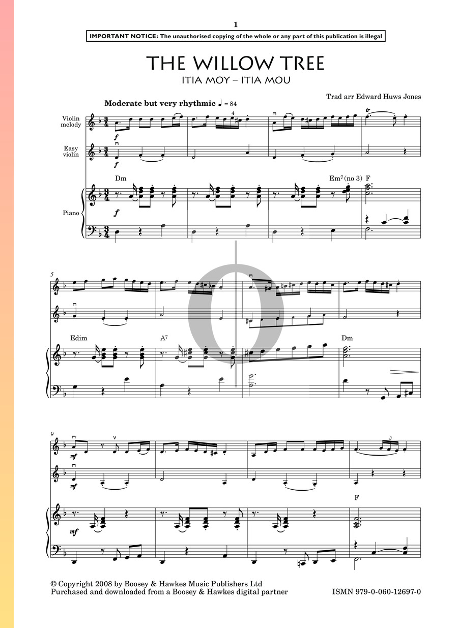 The Willow Tree (Anonymous) Piano Sheet Music - OKTAV