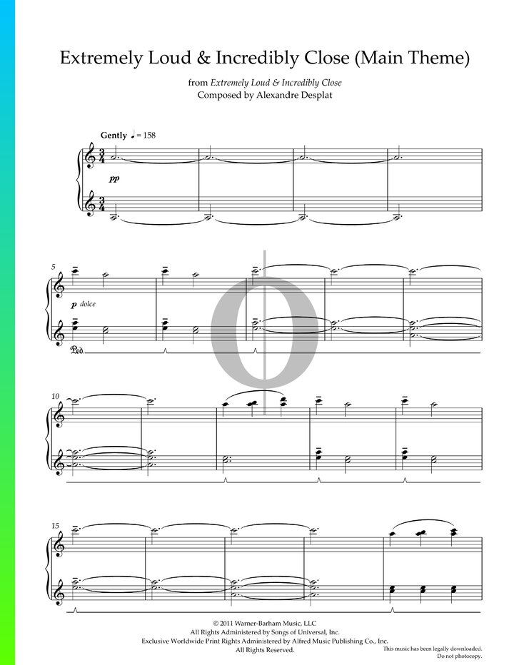 Extremely Loud & Incredibly Close (Main Theme) Piano Sheet Music from ...