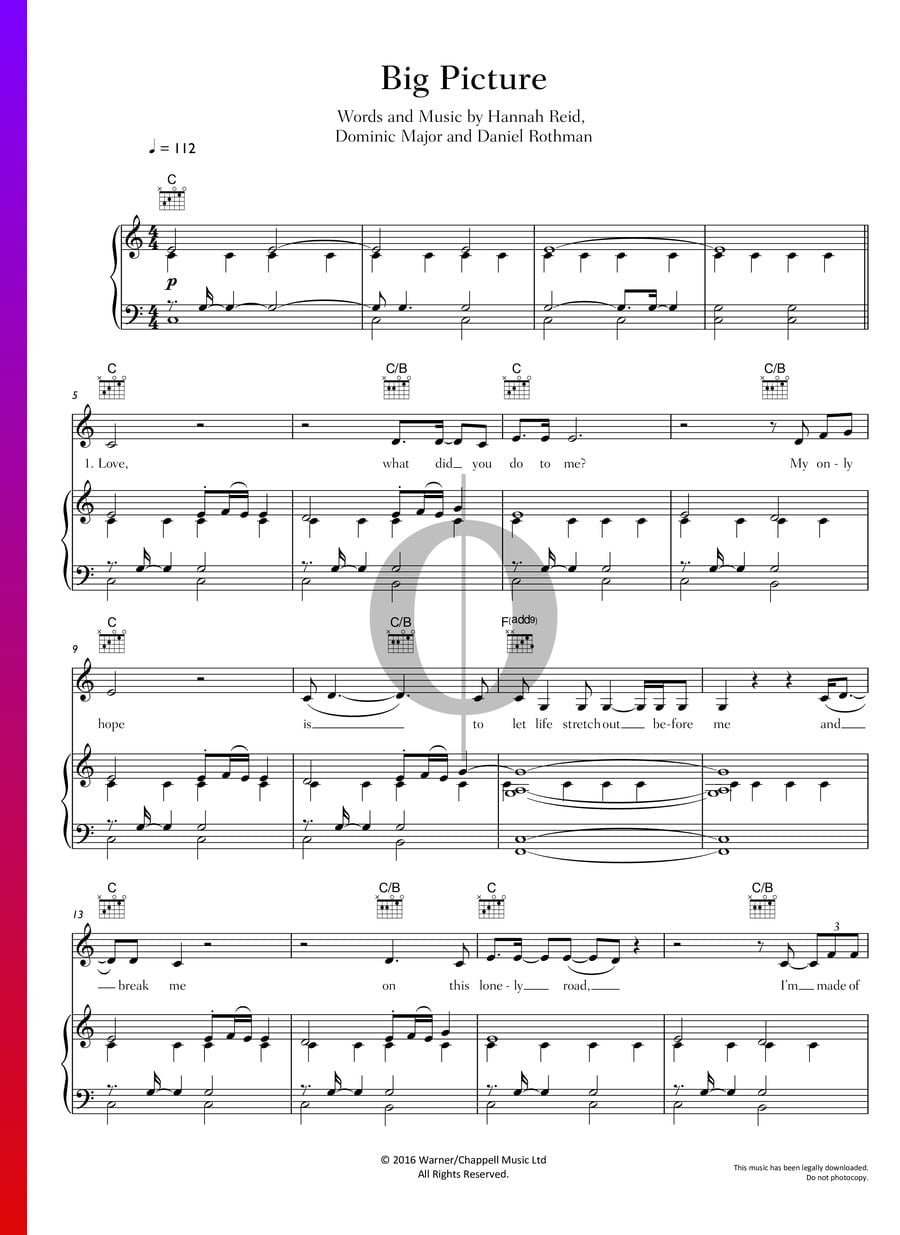 Big Picture (London Grammar) Piano Sheet Music - OKTAV