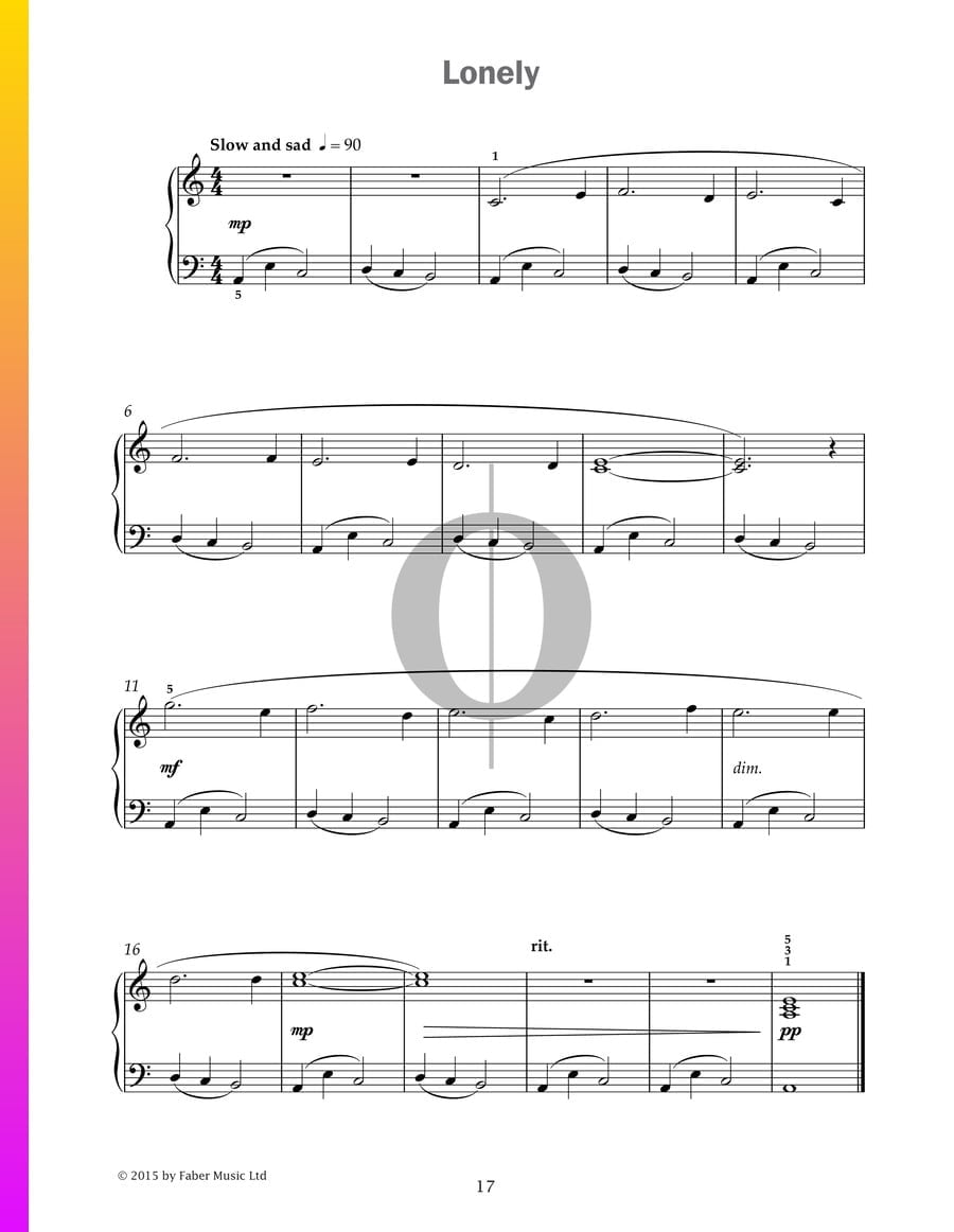 Lonely (Paul Harris) Piano Sheet Music - OKTAV