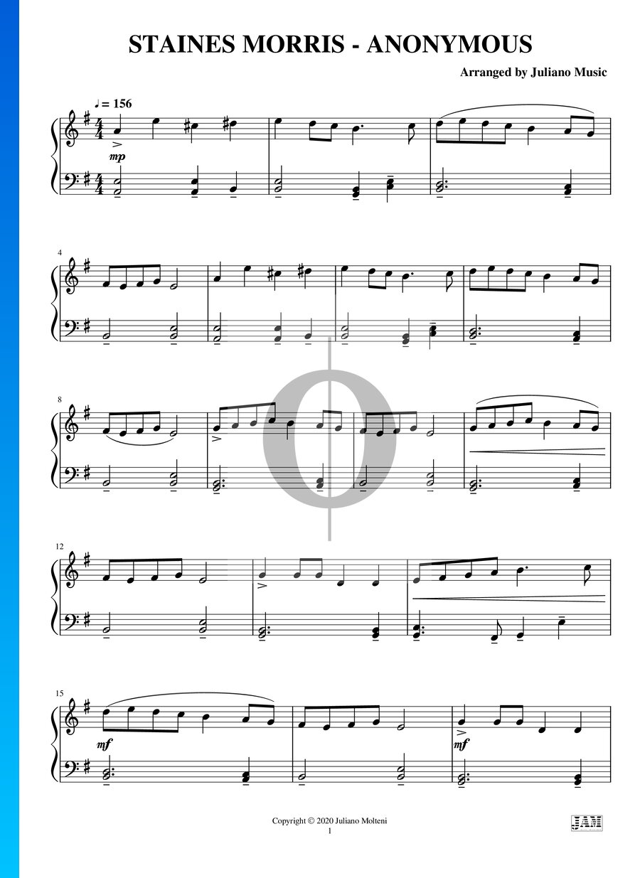 Staines Morris (Anonymous) Piano Sheet Music - OKTAV