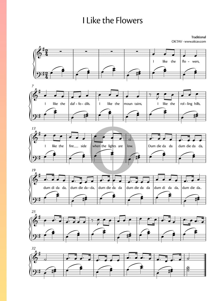 I Like the Flowers (Anonymous) Piano Sheet Music - OKTAV