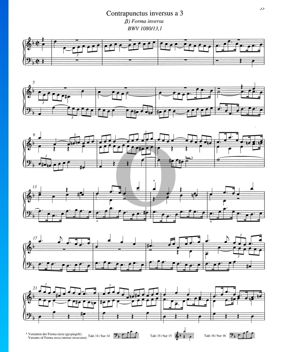 Contrapunctus 13, BWV 1080/13, 1 (Johann Sebastian Bach) Piano Sheet ...
