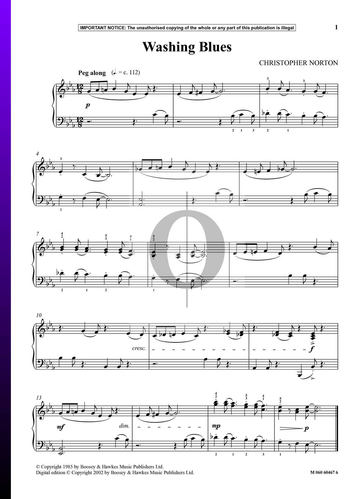 Washing Blues (Christopher Norton) Piano Sheet Music - OKTAV