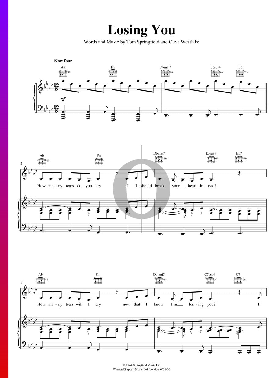 Losing You (Dusty Springfield) Piano Sheet Music - OKTAV
