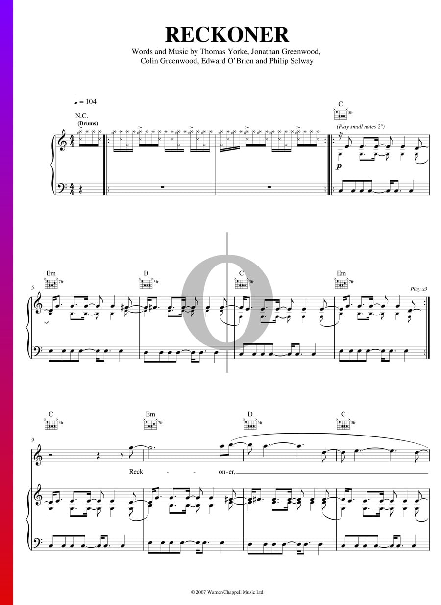 Reckoner (Radiohead) Piano Sheet Music - OKTAV
