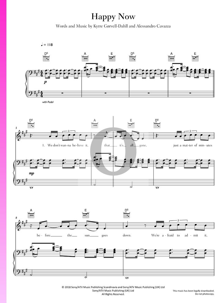 Happy Now (Kygo, Sandro Cavazza) Piano Sheet Music - OKTAV