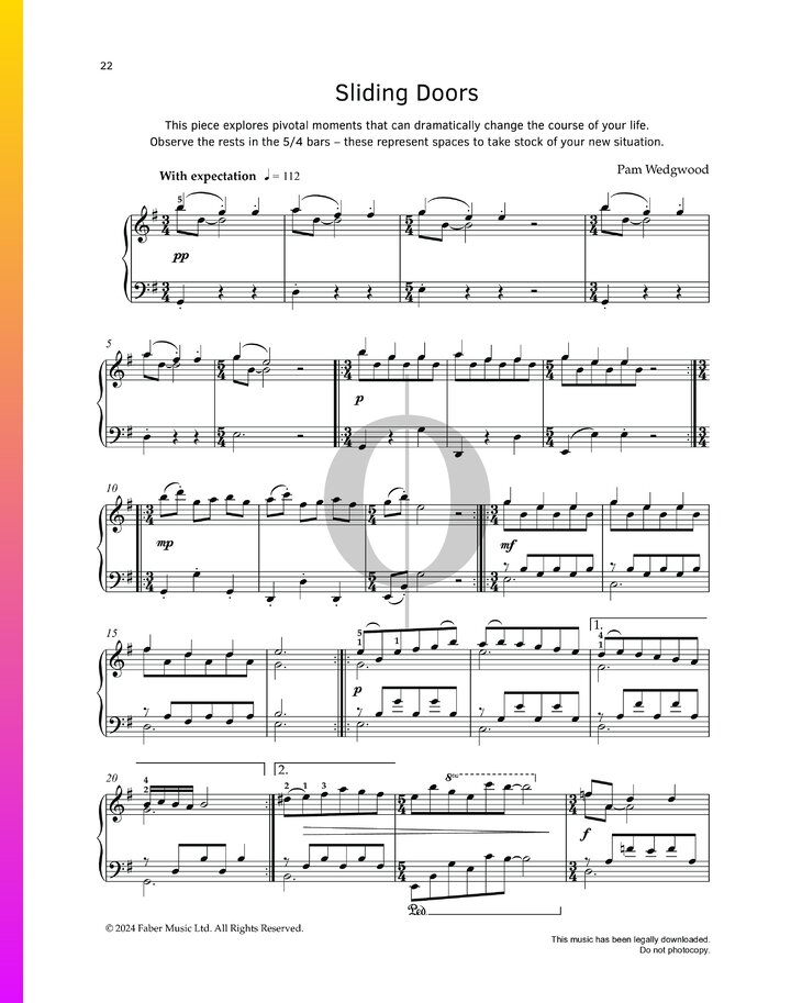 Sliding Doors (Pam Wedgwood) Piano Sheet Music - OKTAV