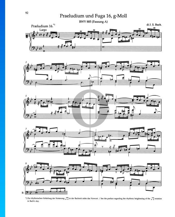 Prelude G Minor, BWV 885 (Johann Sebastian Bach) Piano Sheet Music - OKTAV