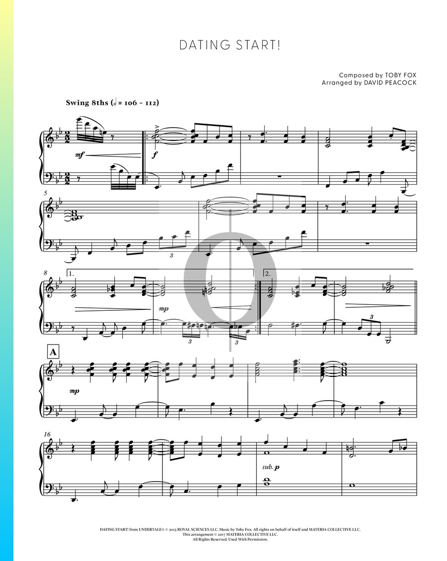 Dating Start! (Toby Fox) Piano Sheet Music - OKTAV