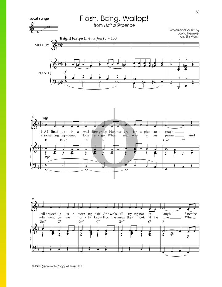 Flash, Bang, Wallop! (David Heneker) Piano Sheet Music - OKTAV