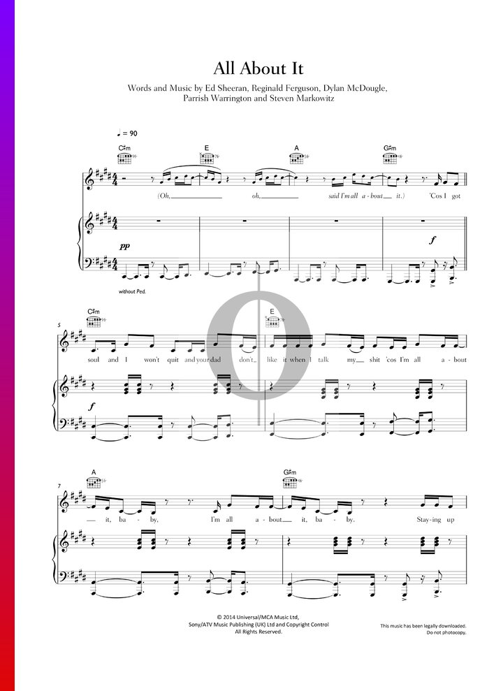 All About It (Ed Sheeran, Hoodie Allen) Piano Sheet Music - OKTAV