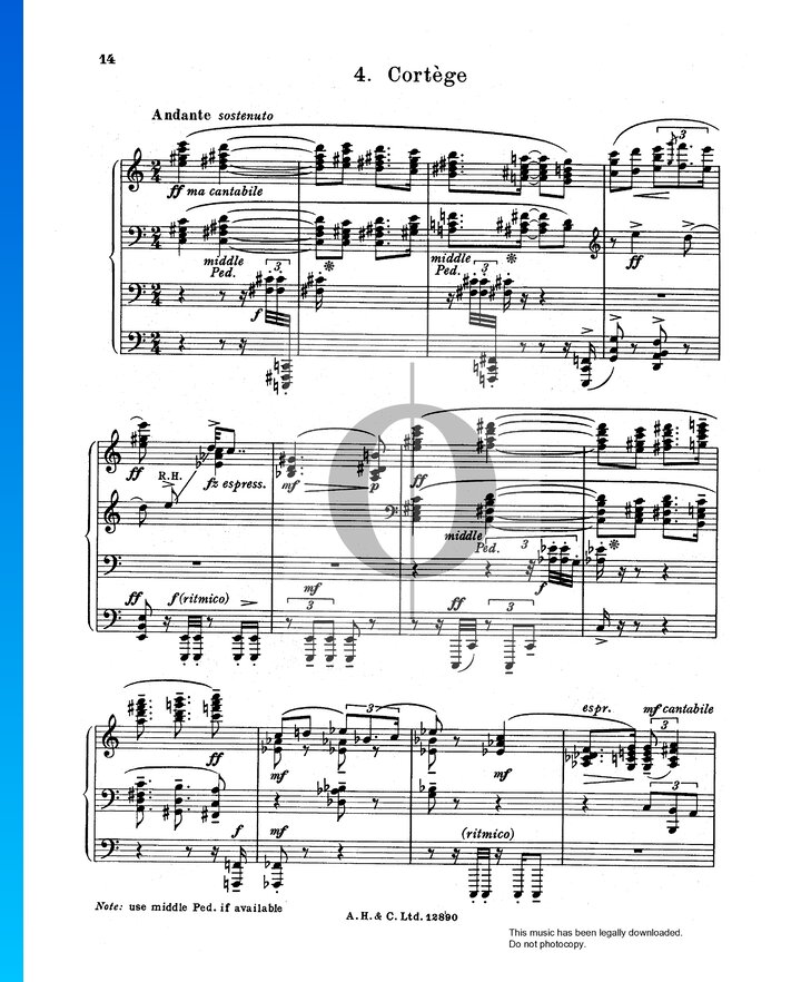 Dance Suite: 4. Cortege (John Ogdon) Piano Sheet Music - OKTAV