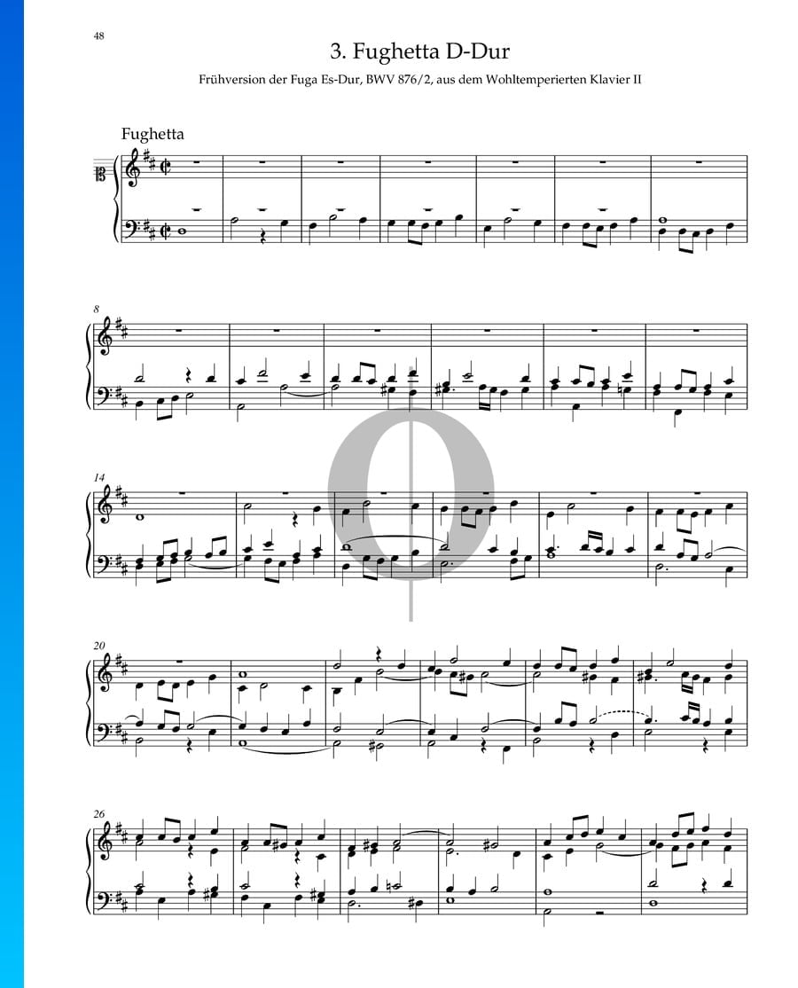 Fughetta D Major, BWV 876/2 (Johann Sebastian Bach) Piano Sheet Music ...