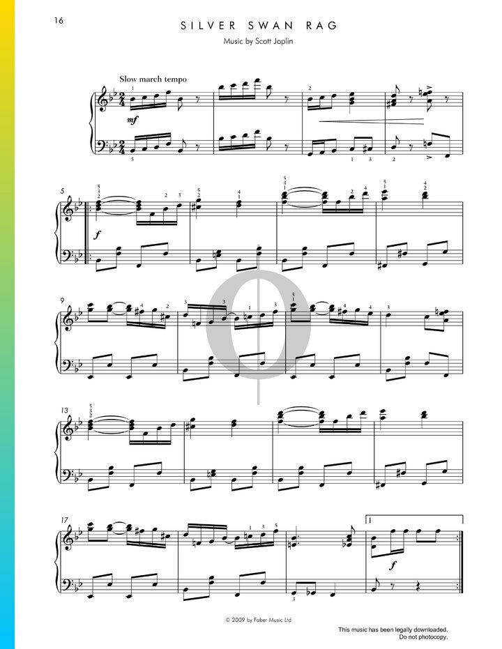 Silver Swan Rag (Scott Joplin) Piano Sheet Music - OKTAV