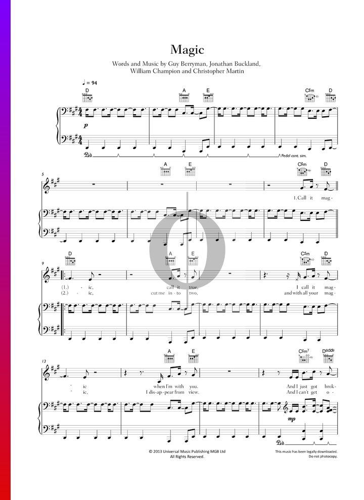 Magic (Coldplay) Piano Sheet Music - OKTAV