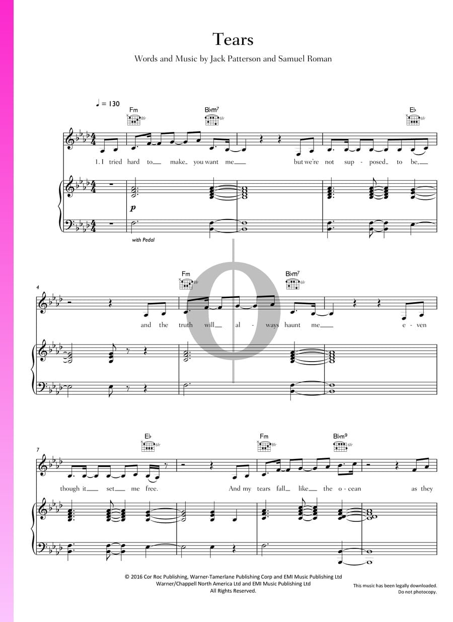 Tears (Clean Bandit, Louisa Johnson) Piano Sheet Music - OKTAV