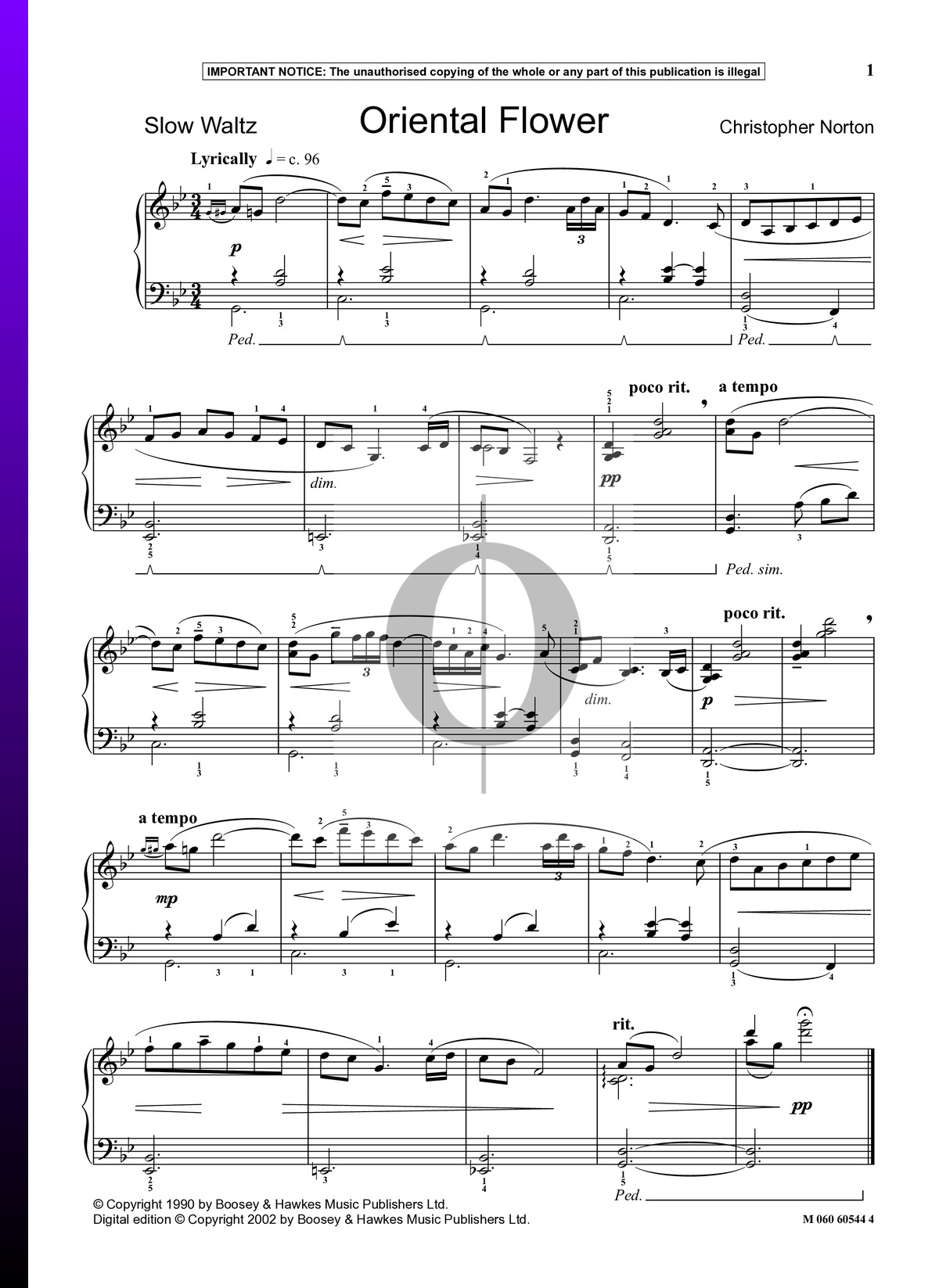 Oriental Flower (Christopher Norton) Piano Sheet Music - OKTAV