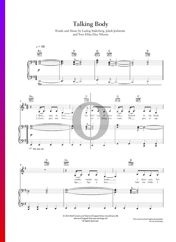 Talking Body (Tove Lo) Piano Sheet Music - OKTAV