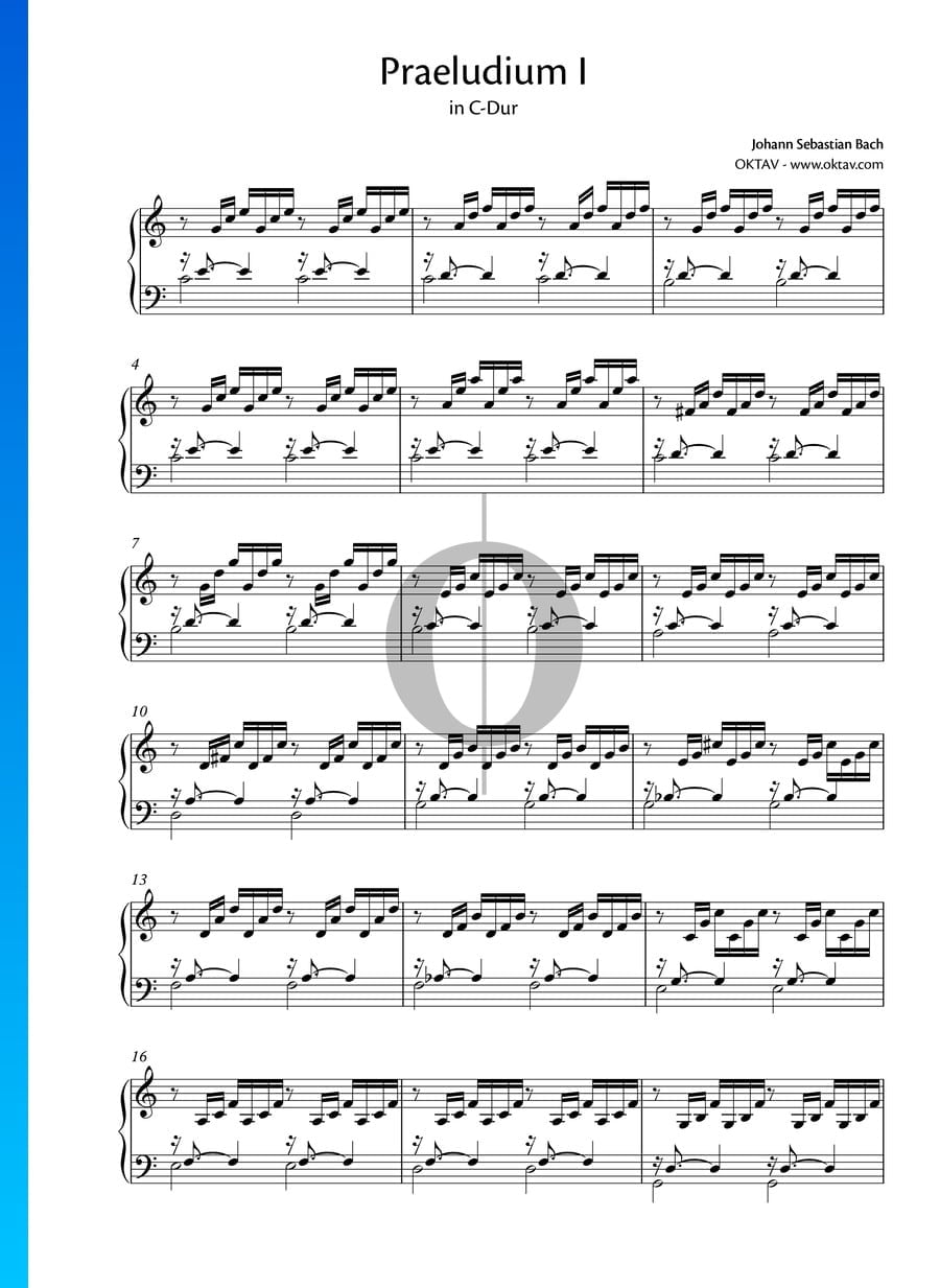 Prelude 1 C Major, BWV 846 (Johann Sebastian Bach) Piano Sheet Music - OKTAV