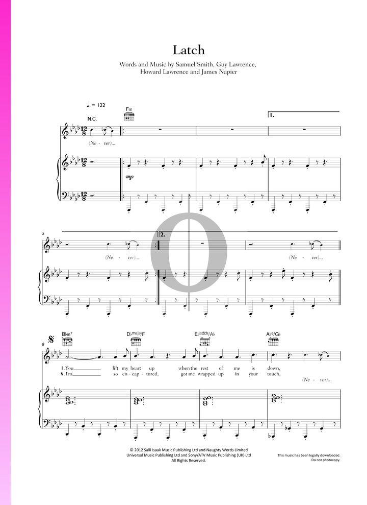 Latch (Sam Smith, Disclosure) Piano Sheet Music - OKTAV