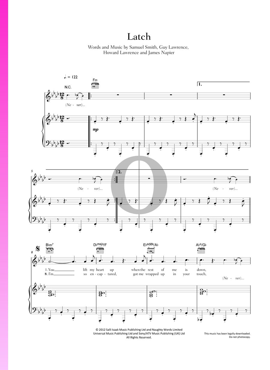 Latch (Sam Smith, Disclosure) Piano Sheet Music - OKTAV