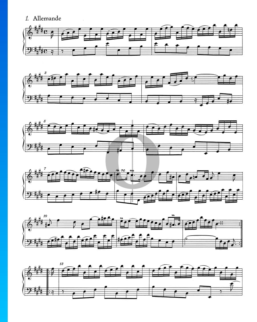 French Suite No. 6 E Major, BWV 817: 1. Allemande (Johann Sebastian ...