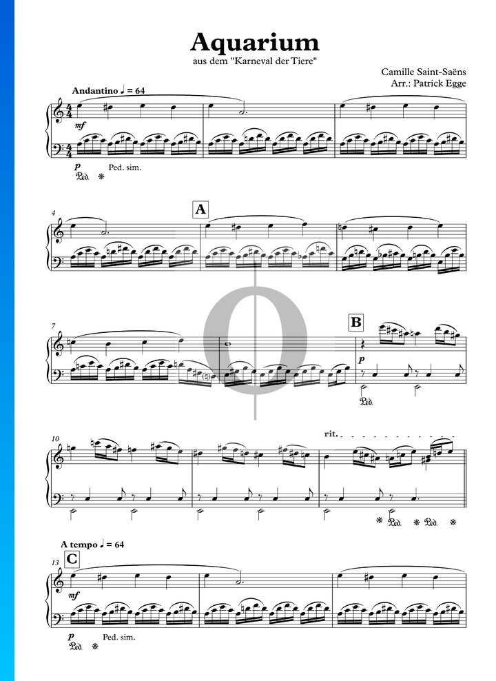 The Carnival Of The Animals: The Aquarium (Camille Saint-Saëns) Piano ...