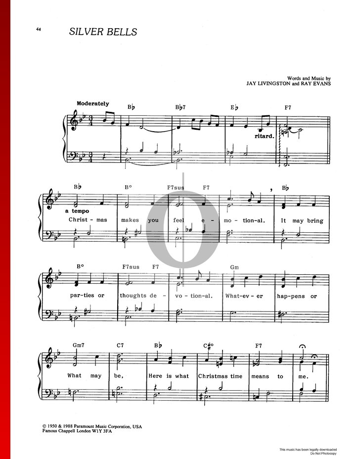 Silver Bells (Bing Crosby) Piano Sheet Music - OKTAV