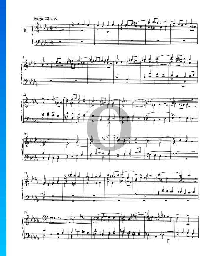 Fuge 22 b-Moll, BWV 867 Klaviernoten (Johann Sebastian Bach) - OKTAV