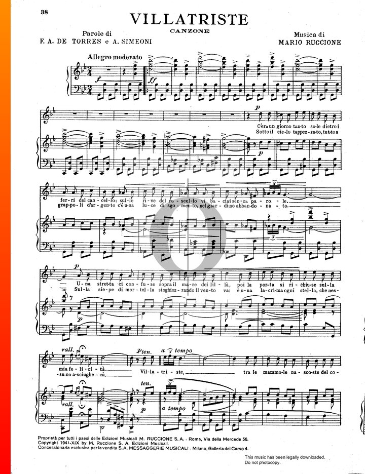 Villatriste (Mario Ruccione) Piano Sheet Music - OKTAV