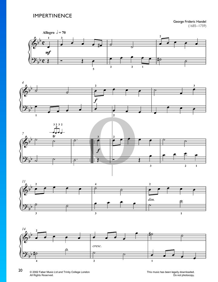 Impertinence, HWV 494 (Georg Friedrich Händel) Piano Sheet Music - OKTAV