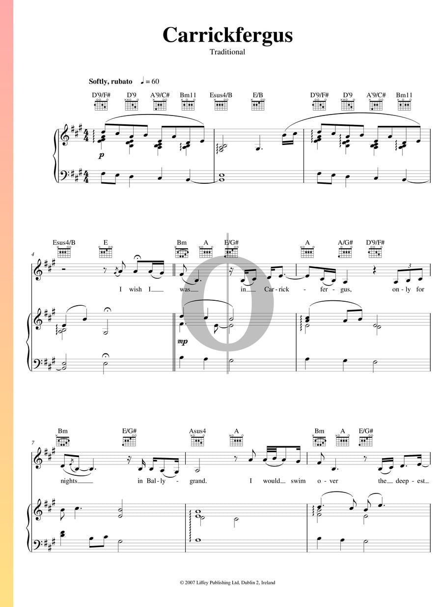 Carrickfergus (Celtic Woman) Piano Sheet Music - OKTAV