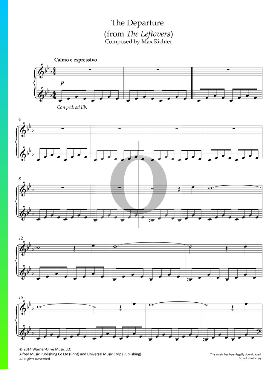 The Departure (Lullaby) Piano Sheet Music from The Leftovers by Max ...