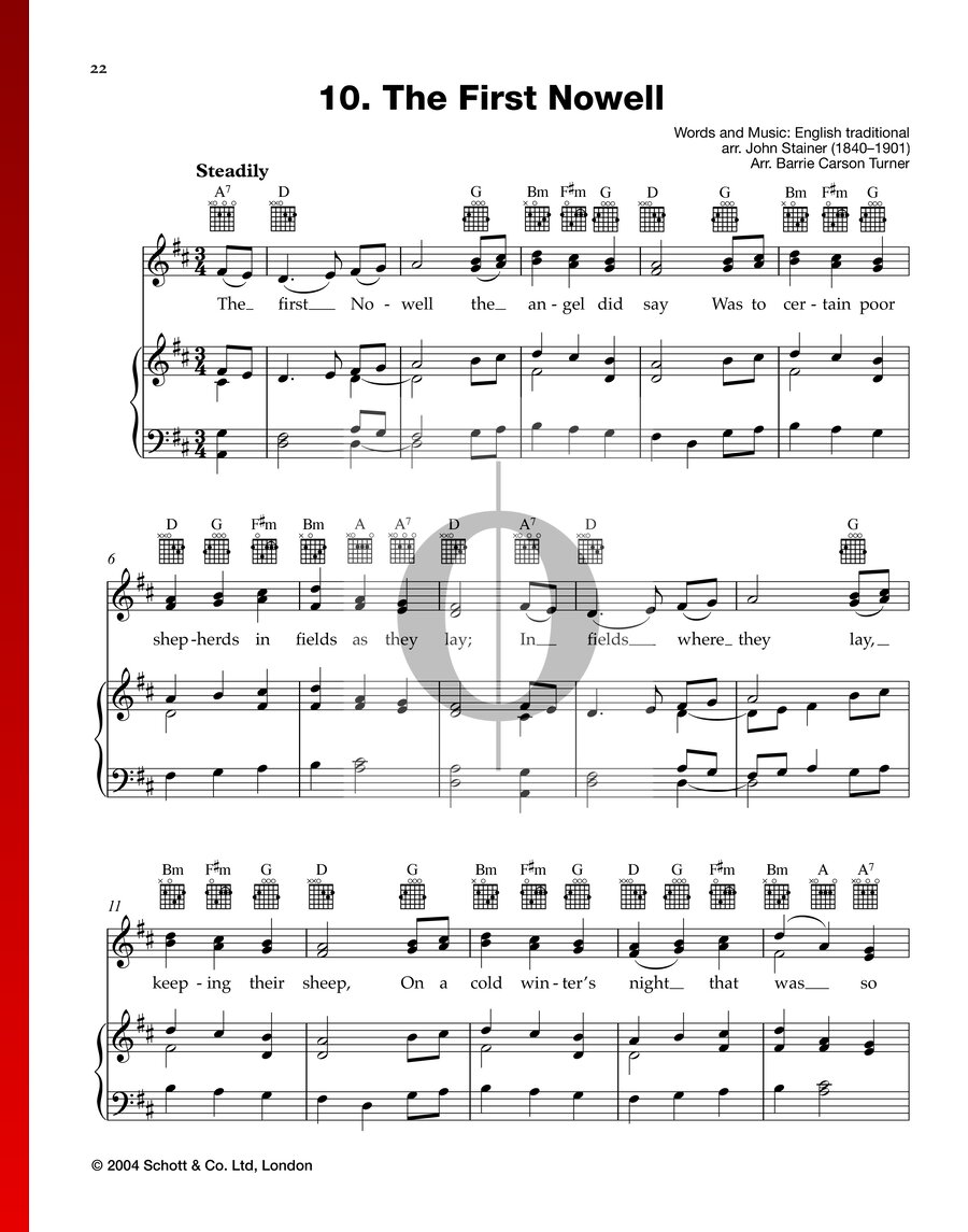 The First Nowell (Anonymous) Piano Sheet Music - OKTAV