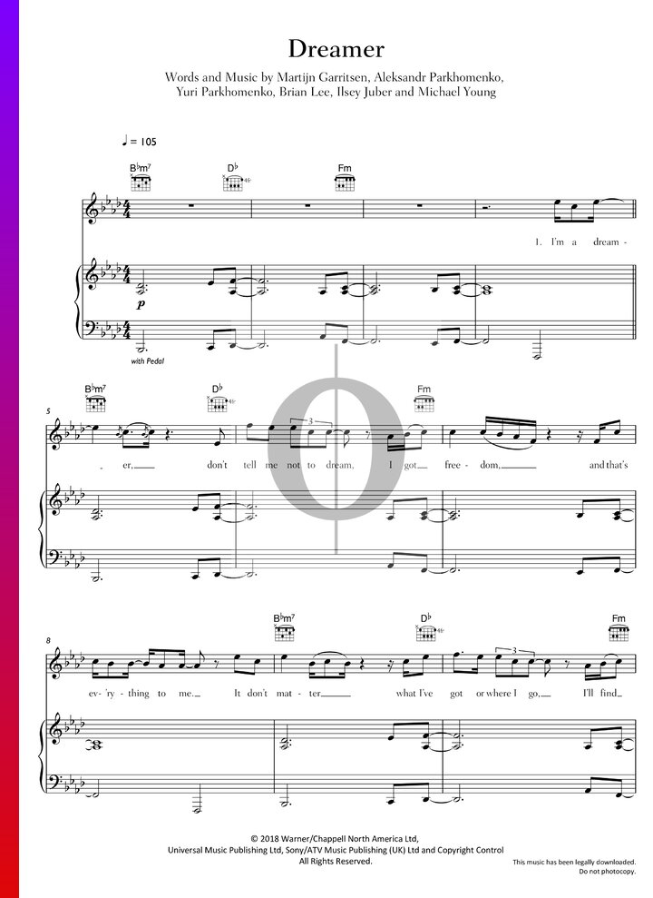 Dreamer (Martin Garrix, Mike Yung) Piano Sheet Music - OKTAV