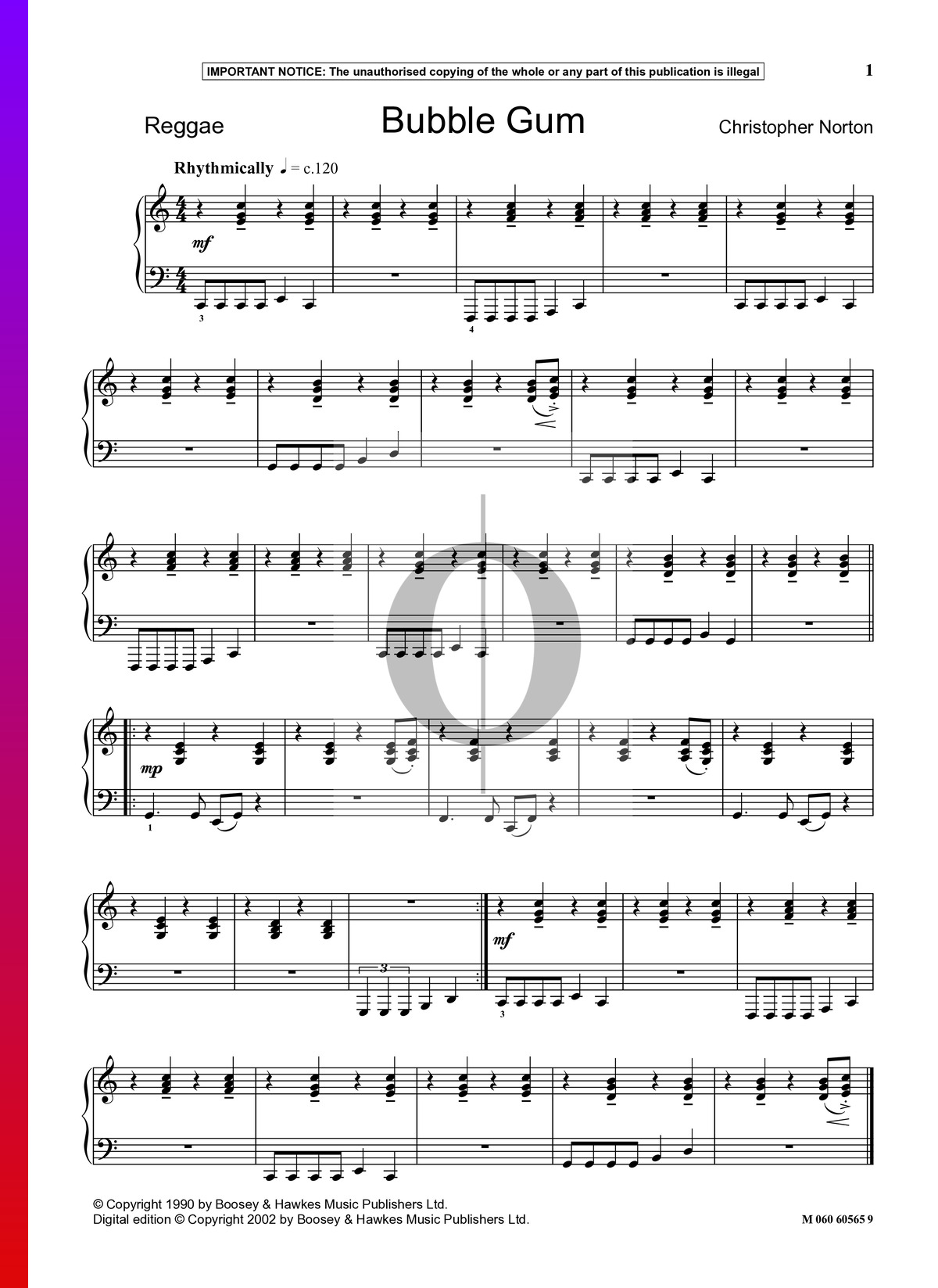 Bubble Gum (Christopher Norton) Piano Sheet Music - OKTAV
