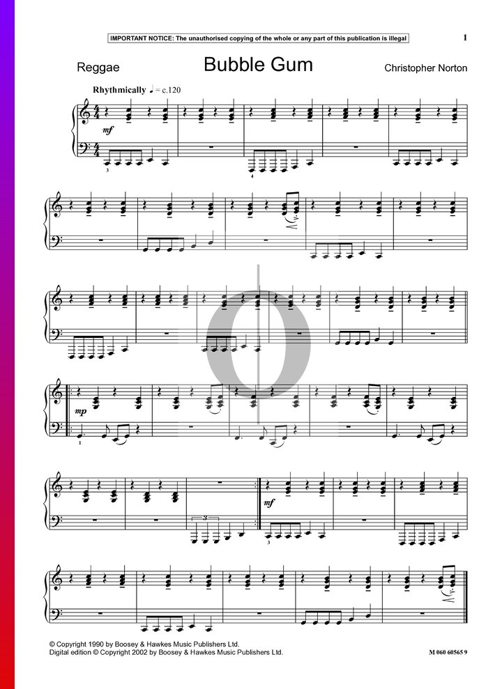 Bubble Gum (Christopher Norton) Piano Sheet Music - OKTAV