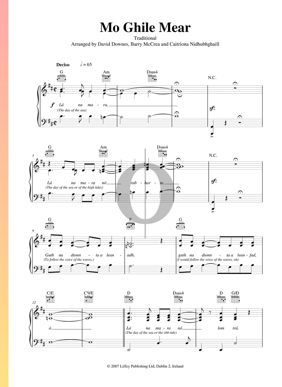 Mo Ghile Mear (Celtic Woman) Piano Sheet Music - OKTAV