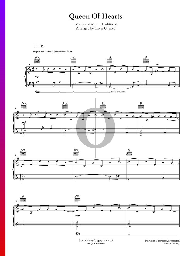 Queen Of Hearts (Offa Rex) Piano Sheet Music - OKTAV
