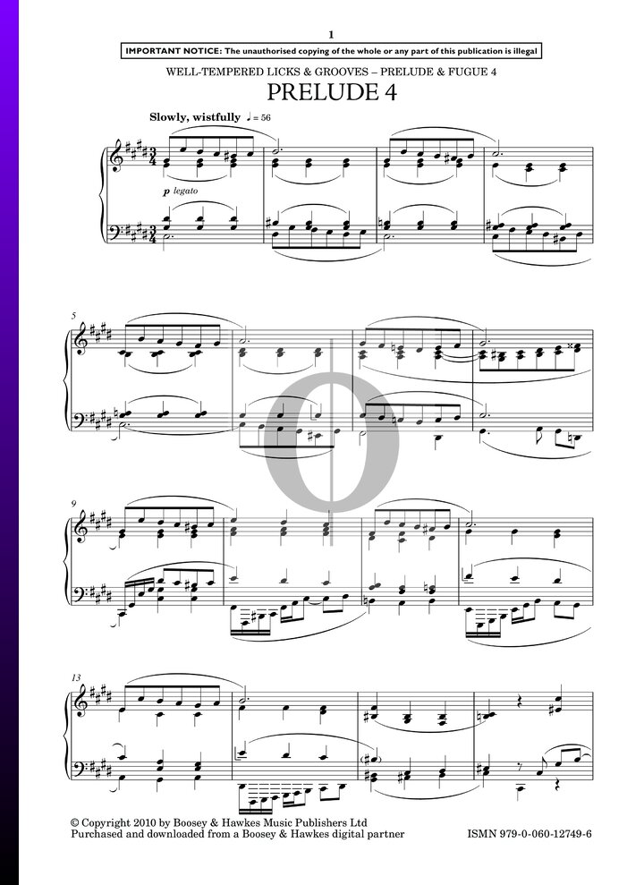 Prelude and Fugue 4 in D-sharp Minor (Michelle Gorrell) Piano Sheet ...