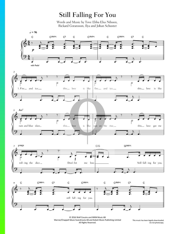 Still Falling For You Piano Sheet Music from Bridget Jones' Baby by Ellie Goulding - OKTAV