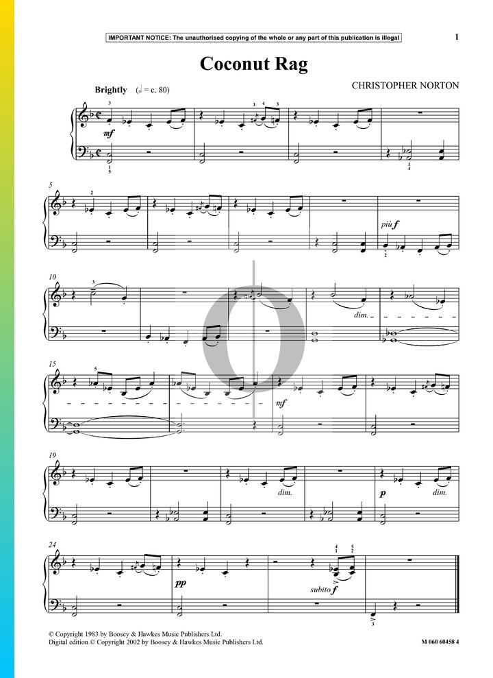 Coconut Rag (Christopher Norton) Piano Sheet Music - OKTAV